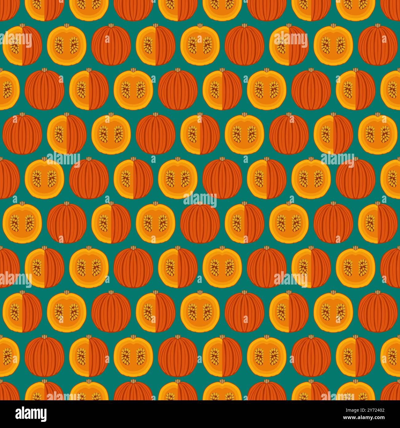 Seamless pattern with Big Max pumpkin. Winter squash. Vegetables. Flat ...