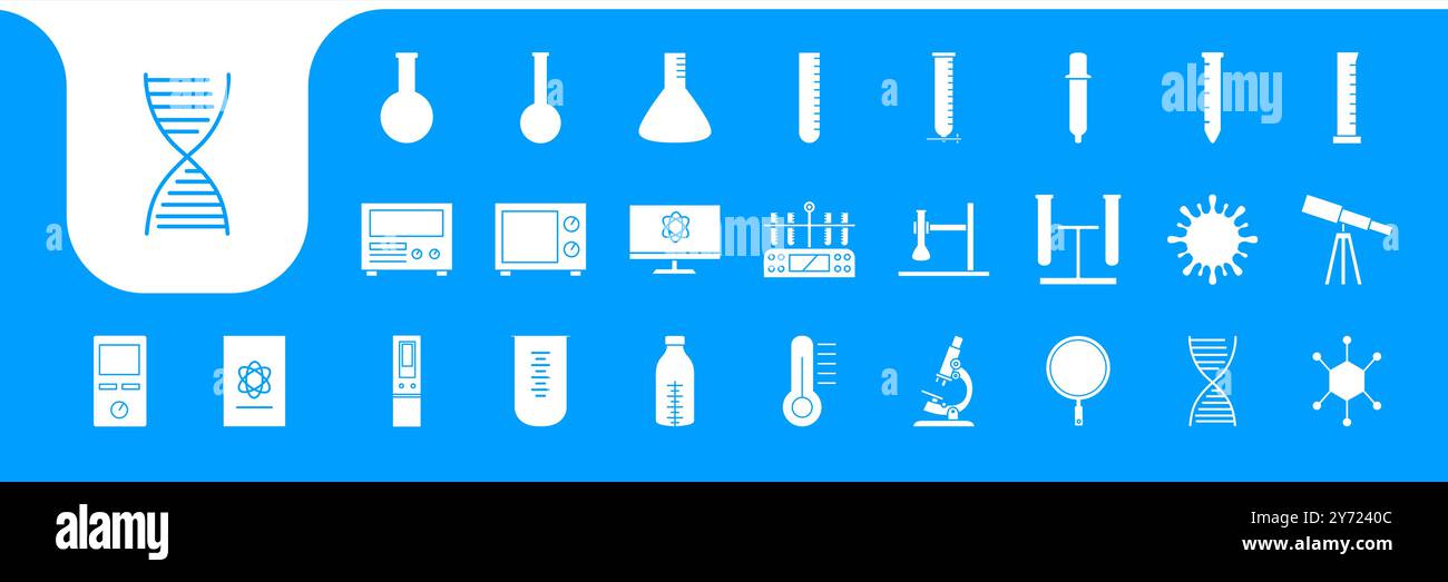 science laboratory flat icons set collection design vector Stock Vector ...