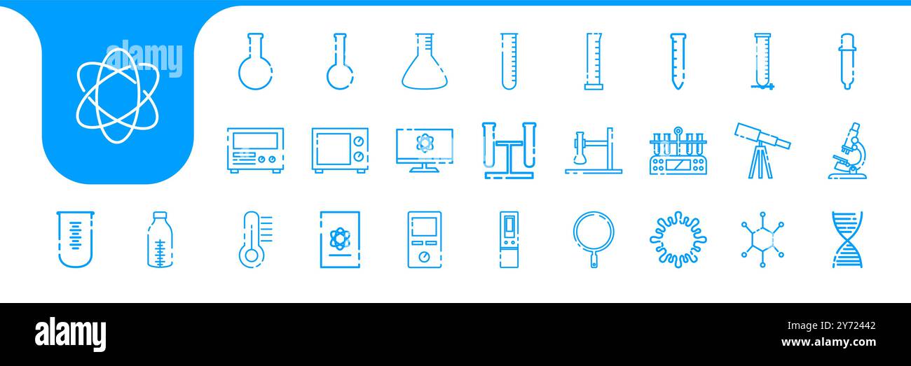 science laboratory tools line icons set collection design vector Stock ...