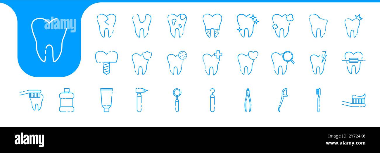 tooth line modern icons set design vector Stock Vector Image & Art - Alamy