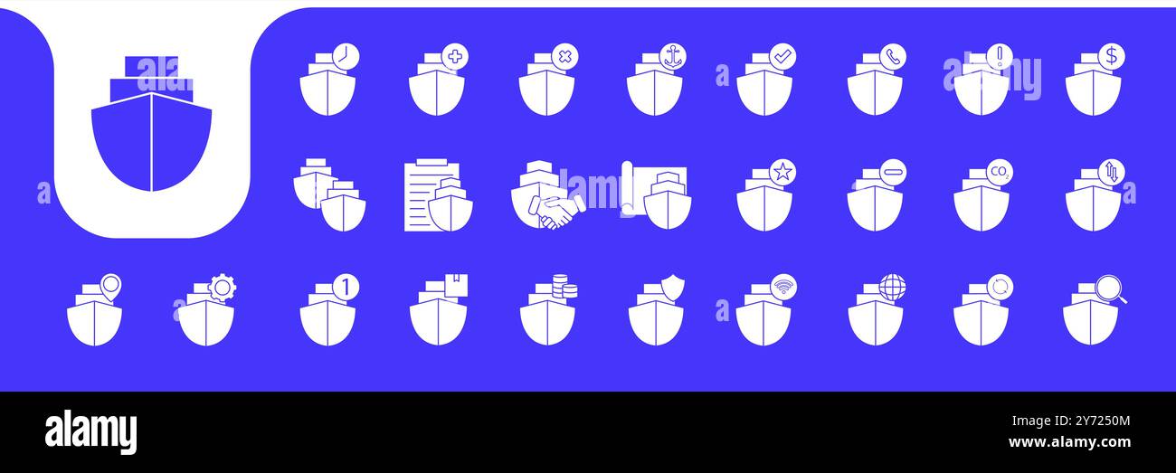 ship ocean flat modern icon set collection vector design Stock Vector ...