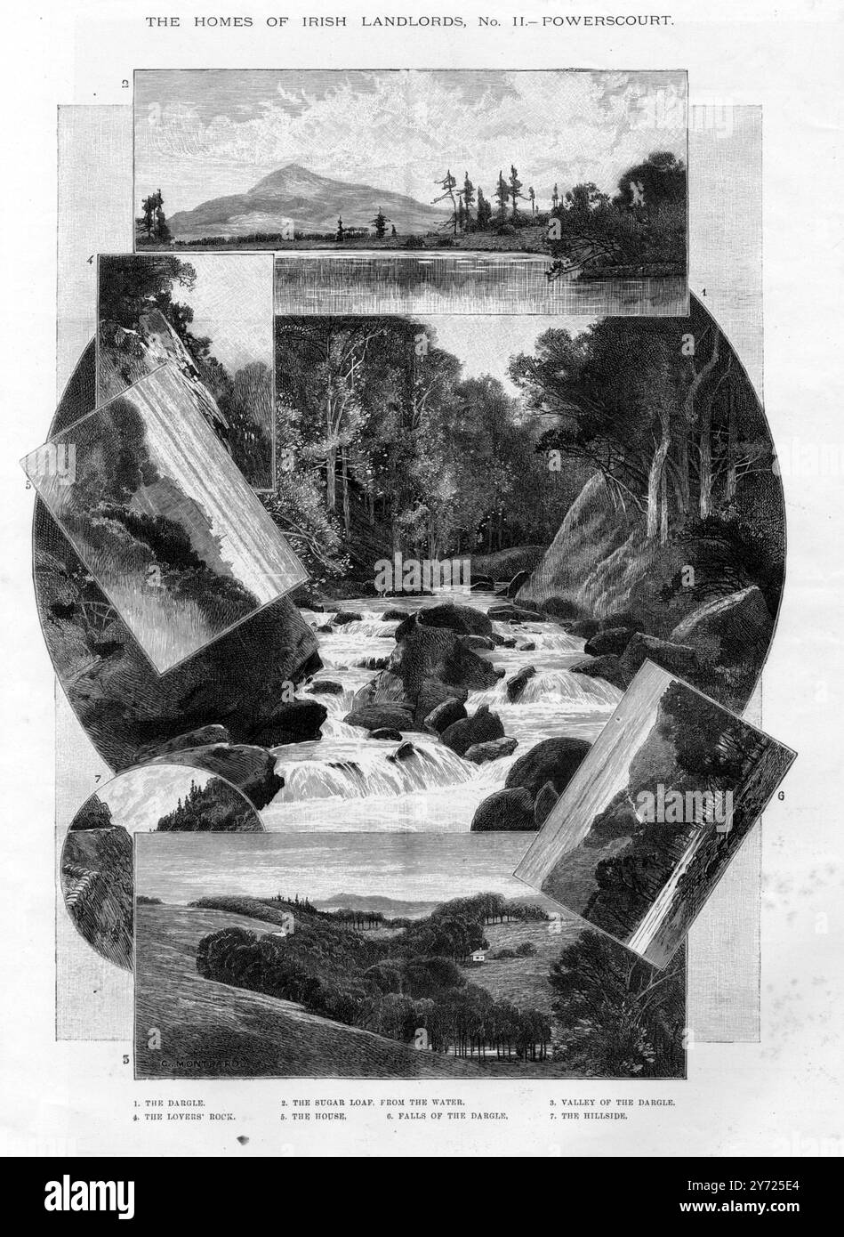 Powerscourt , Ireland 1. The Dargle 2. The Sugar Loaf, from the water 3 ...