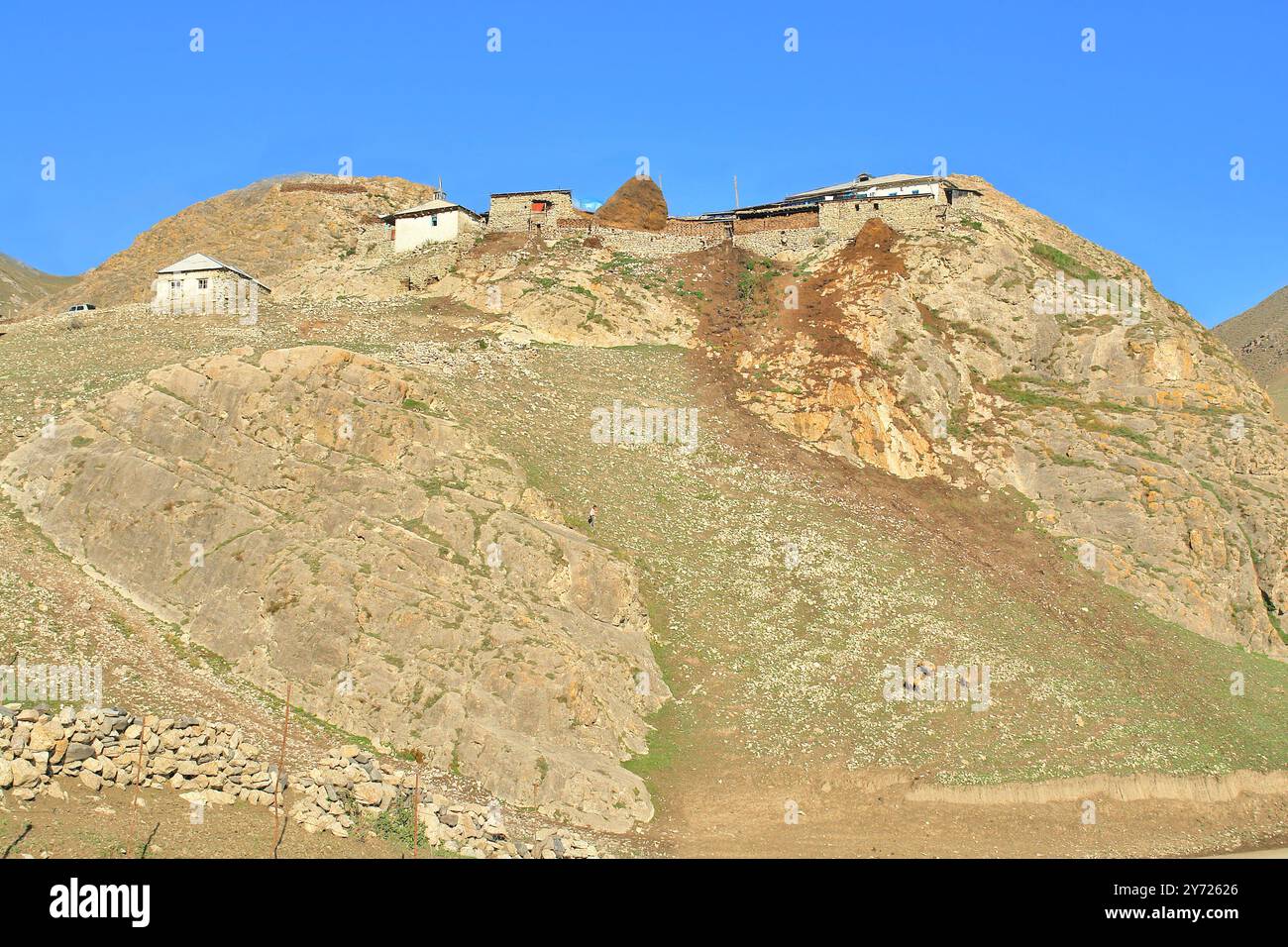 Remote villages on the Road to the village of Khinaliq running through ...