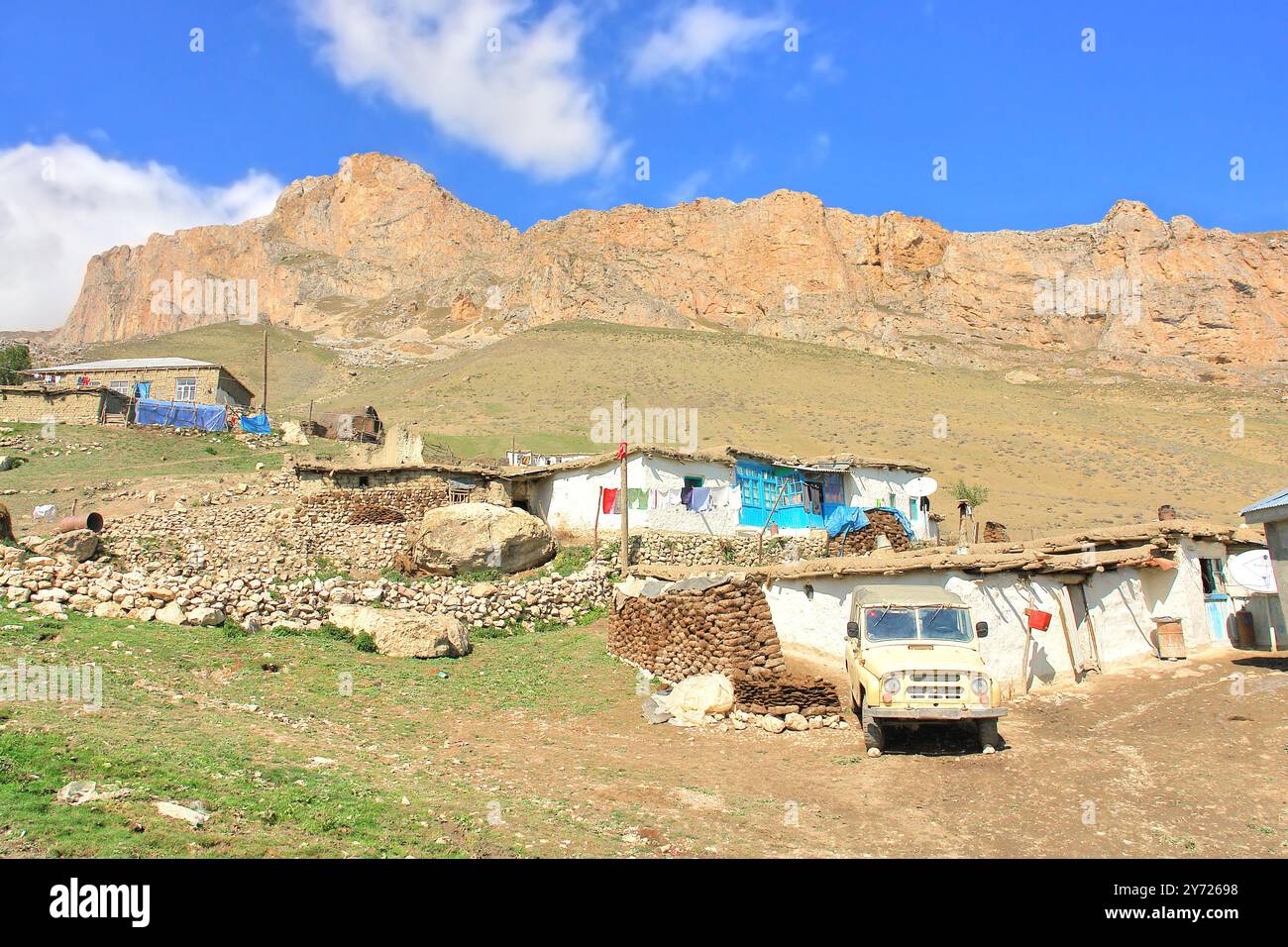 Remote villages on the Road to the village of Khinaliq running through ...