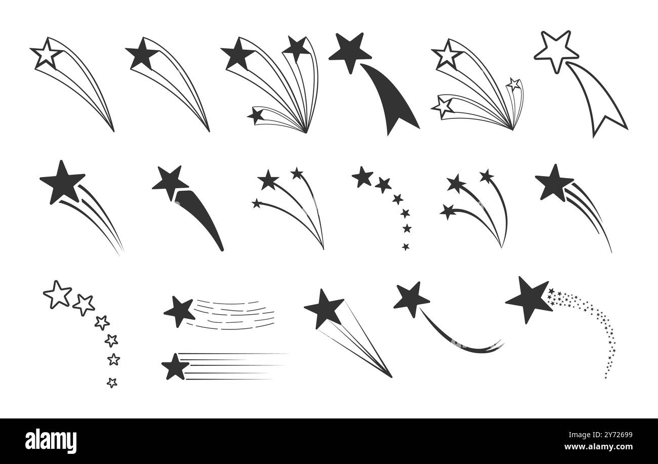 Shooting stars silhouette, Shooting stars svg, Shooting star icons ...