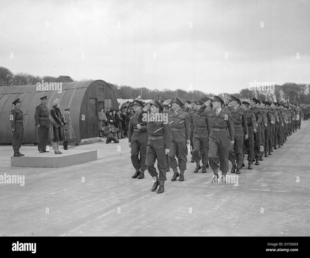 Taking the salute, Her Royal Highness Princess Elizabeth inspects the ...