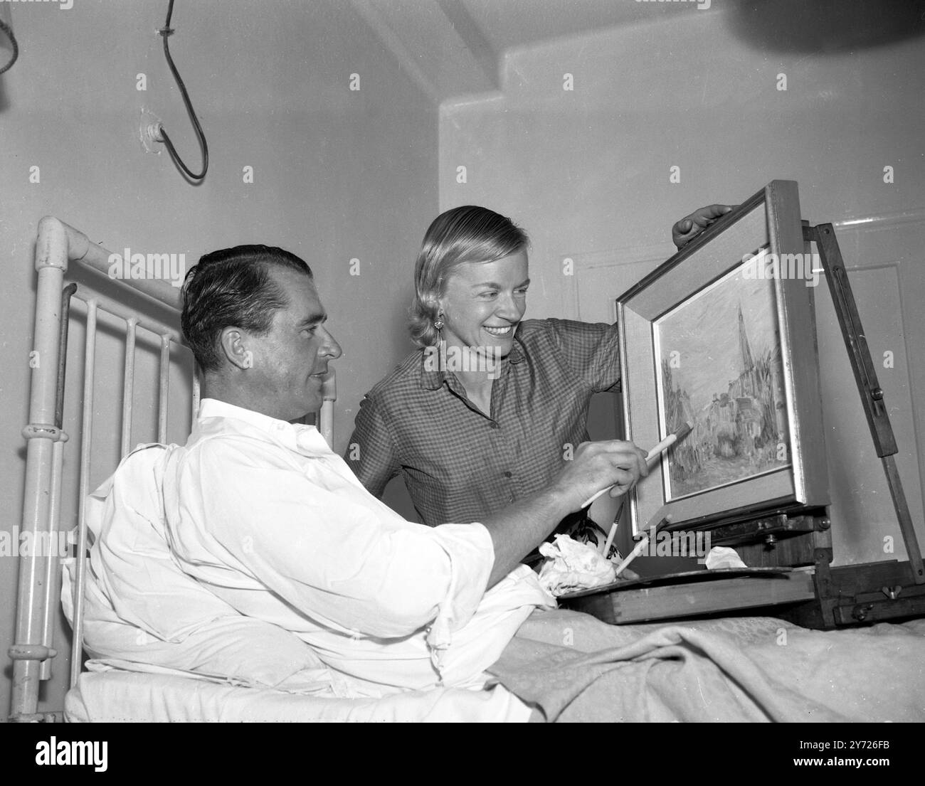 50 year old woman on bed Black and White Stock Photos & Images - Alamy