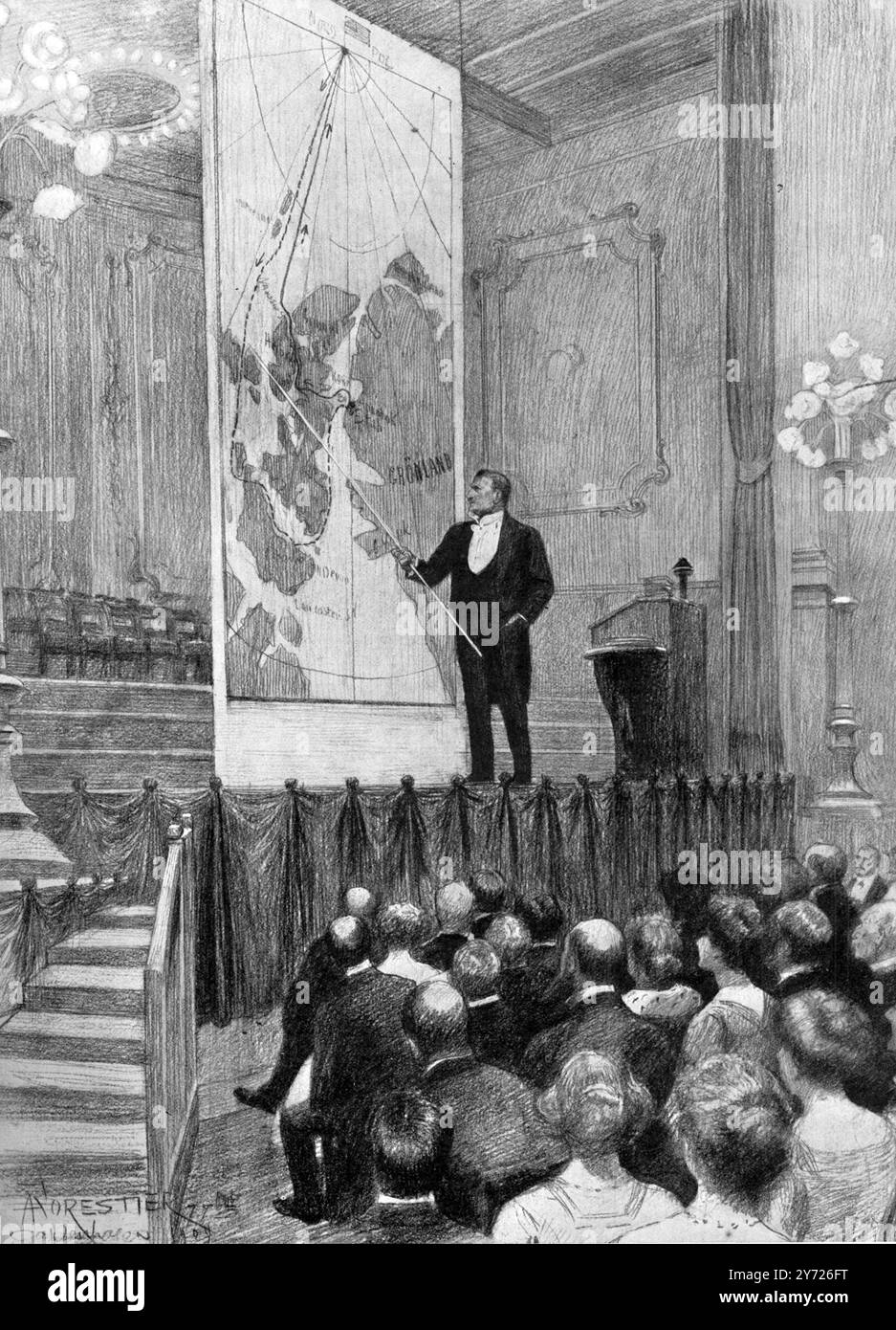 Retracing his steps on the map , Dr Cook lecturing before the King of ...
