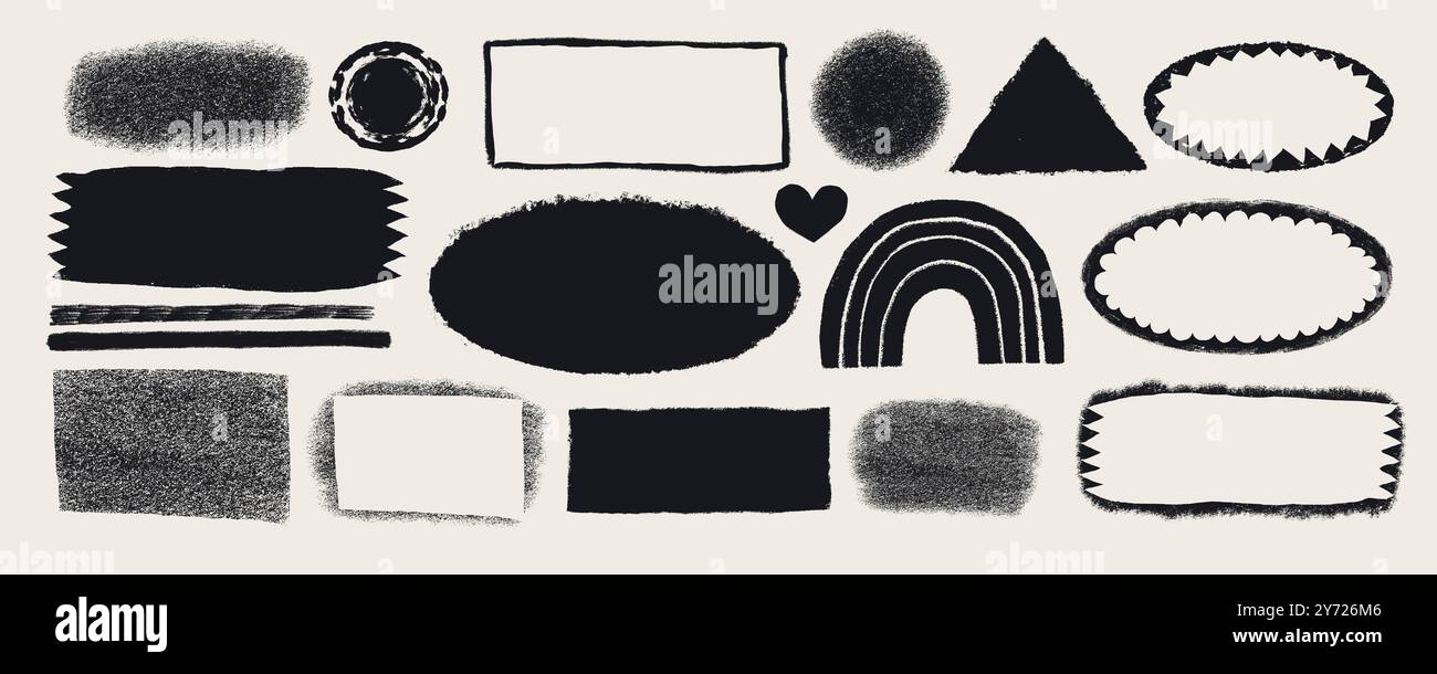 Rectangle shape with rough torn edges. Grunge style black square frame ...