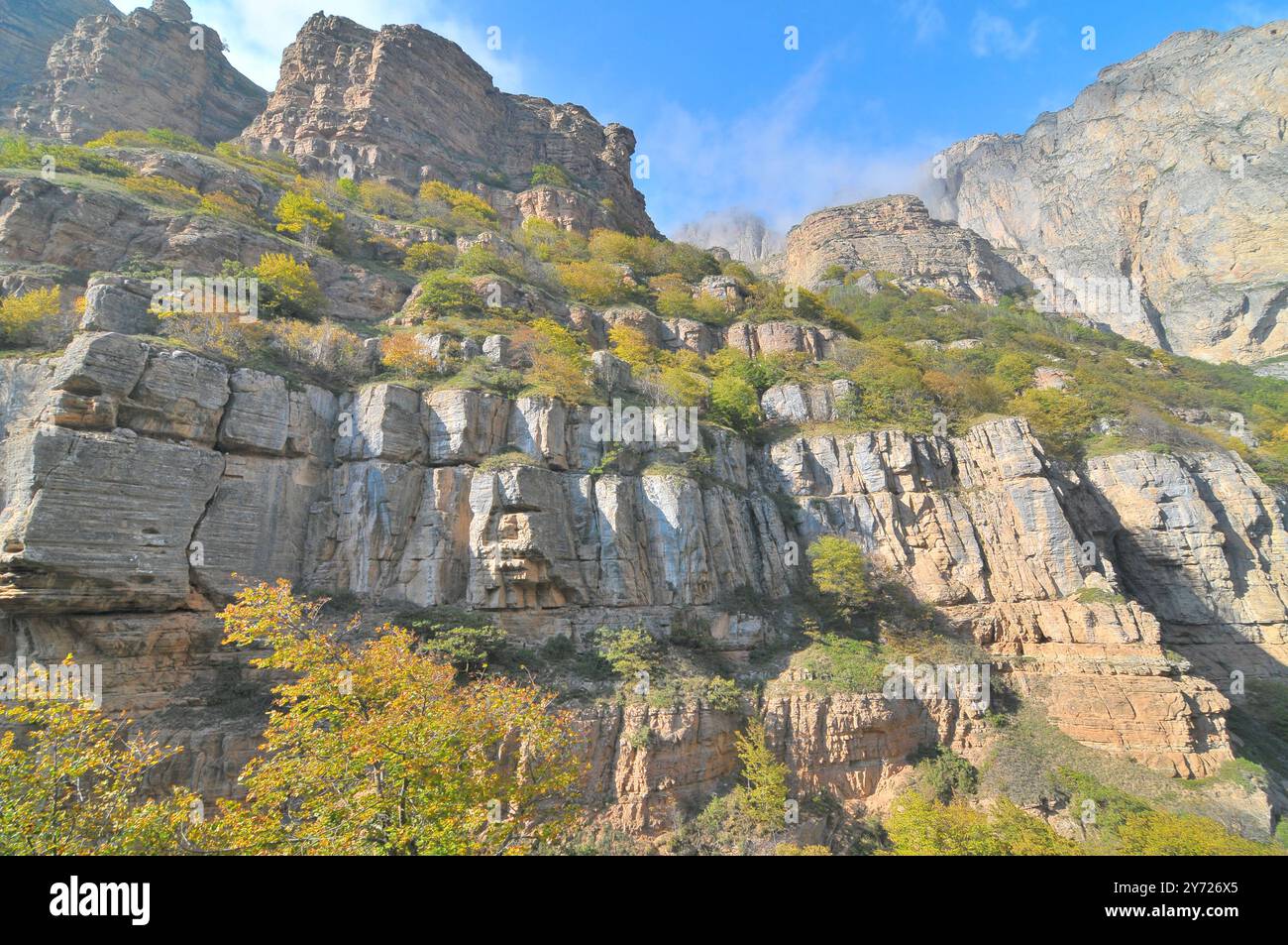 Road to the village of Khinaliq running through Greater Caucasus range ...