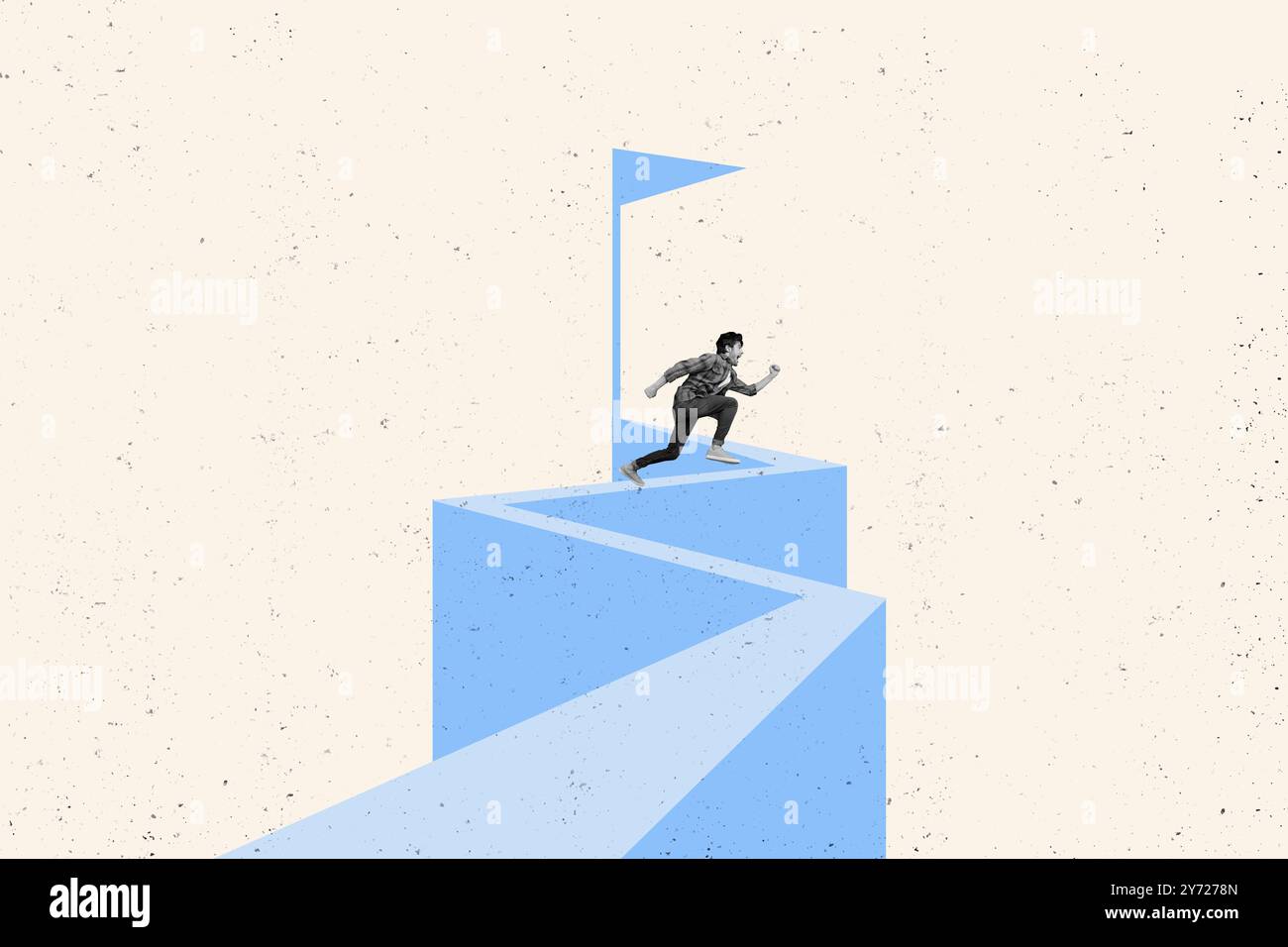 Composite artwork collage image picture of mini guy run target flag ...