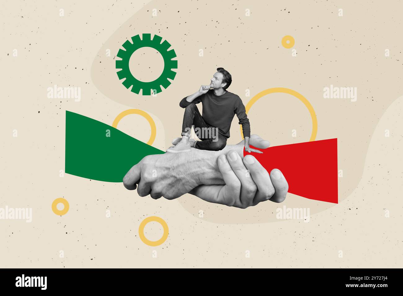 Composite trend artwork sketch image 3D photo collage of cogwheel ...