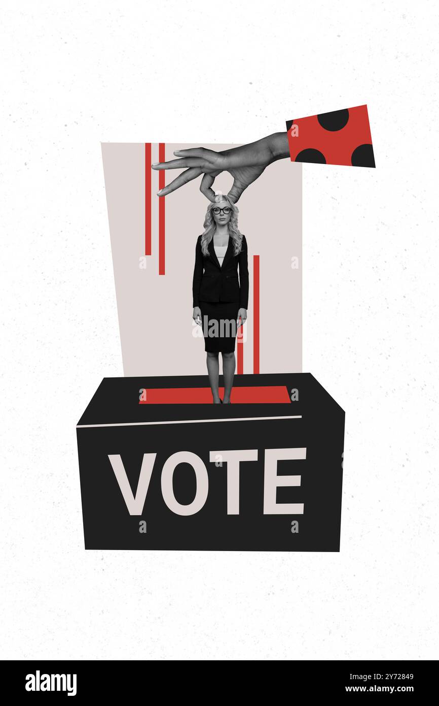 Composite trend artwork sketch image photo collage of voting banner ...