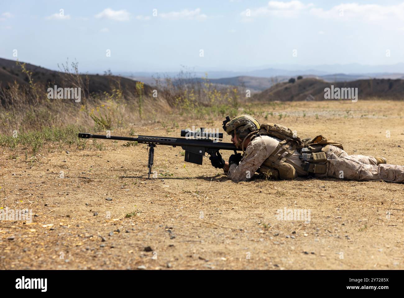 U.S. Marine Corps Cpl. Cody Kress, a designated marksman with Charlie Company, 1st Light Armored ...