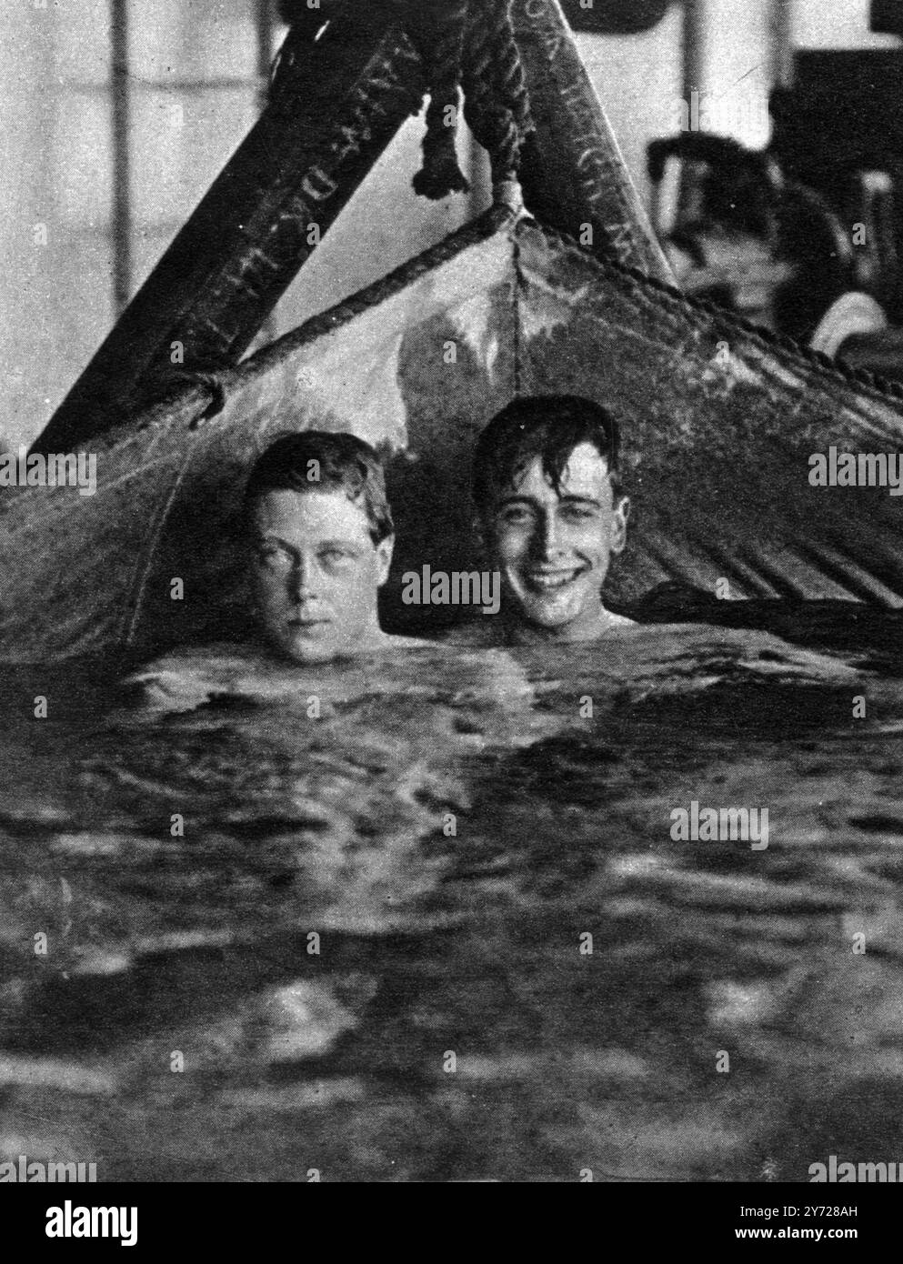 A dip in a canvas swimming-bath stretched between the " Renown ' s ...