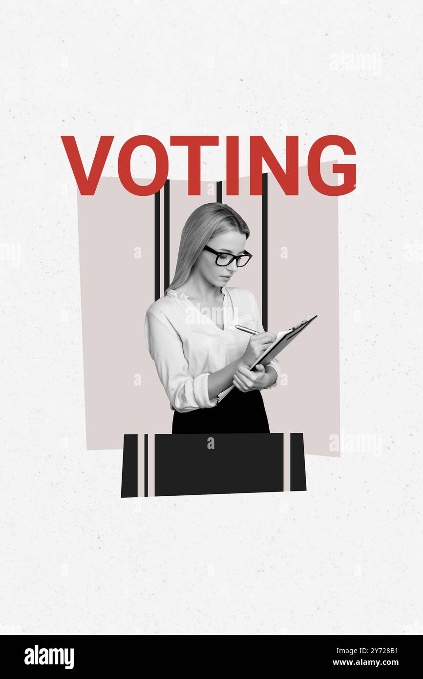 Composite trend artwork sketch image photo collage of vote banner ...