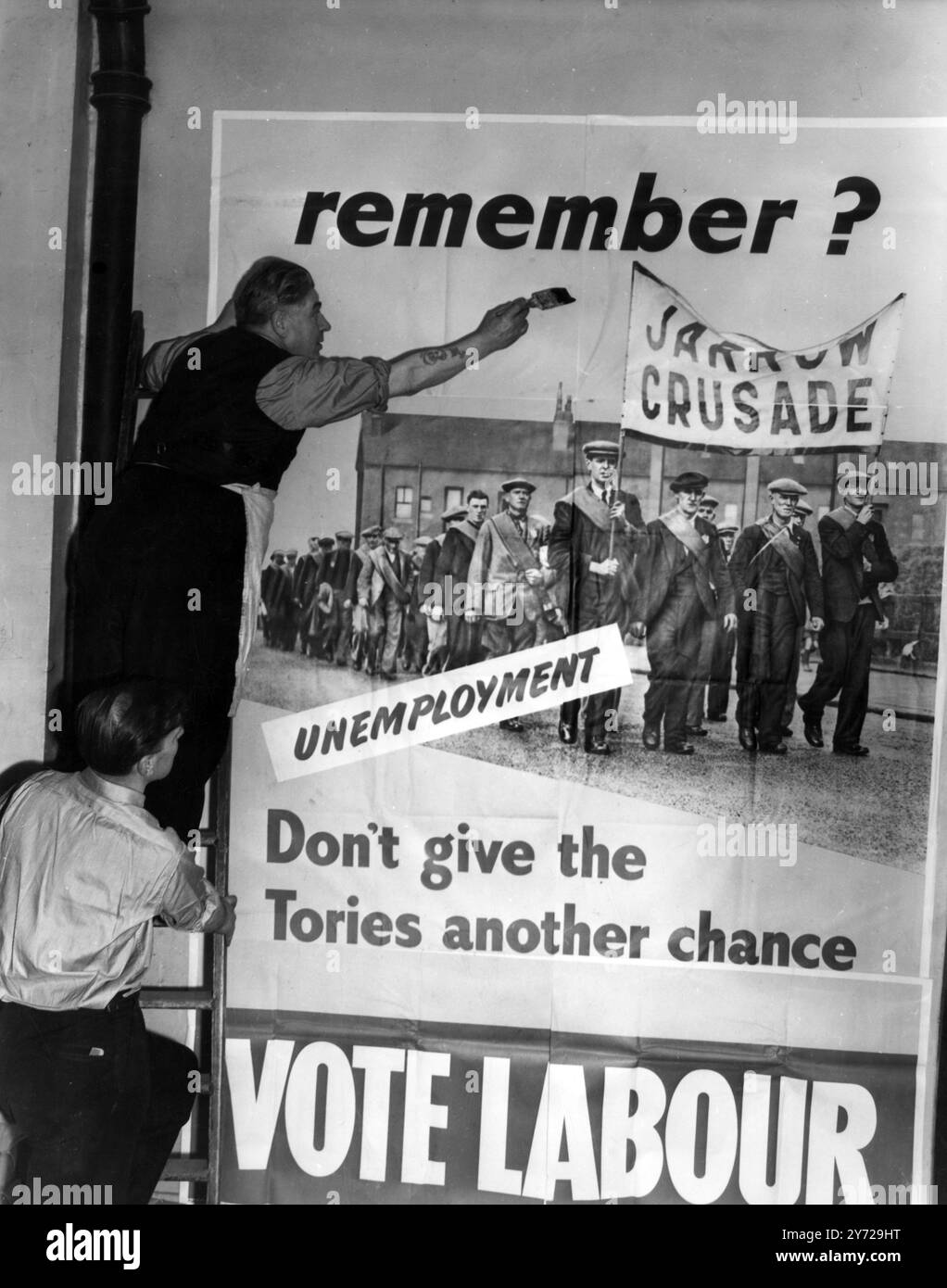 One of the Labour posters for the General Election campaign being put ...