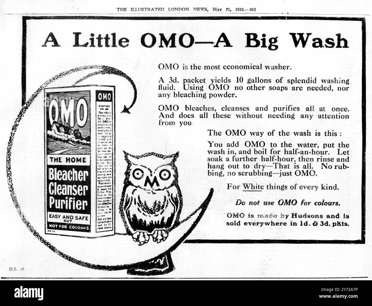 Advertisement for Omo washing powder 1910 Stock Photo - Alamy