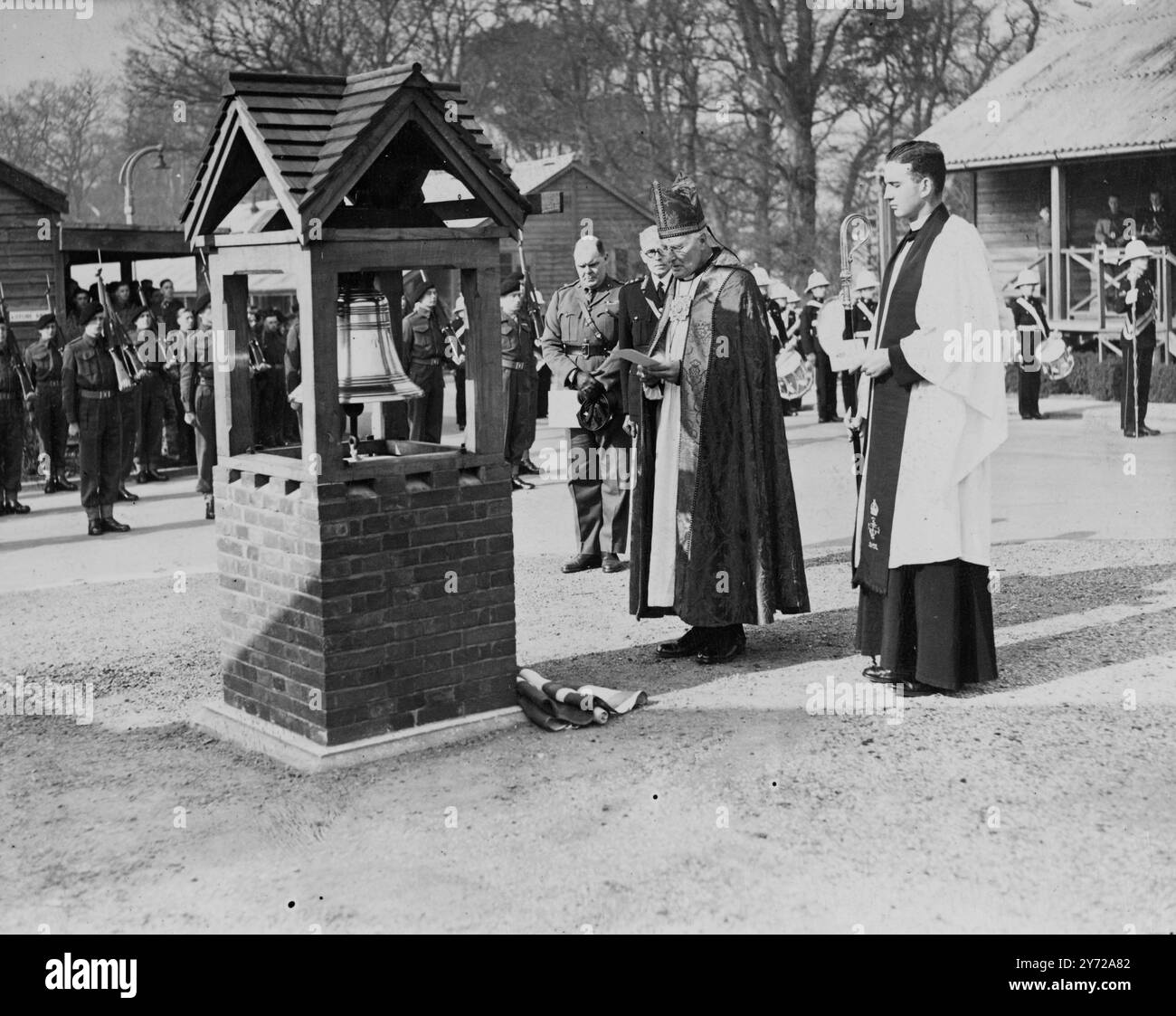 The Bishop of Crediton, Devon, dedicating the memorial to Corporal ...