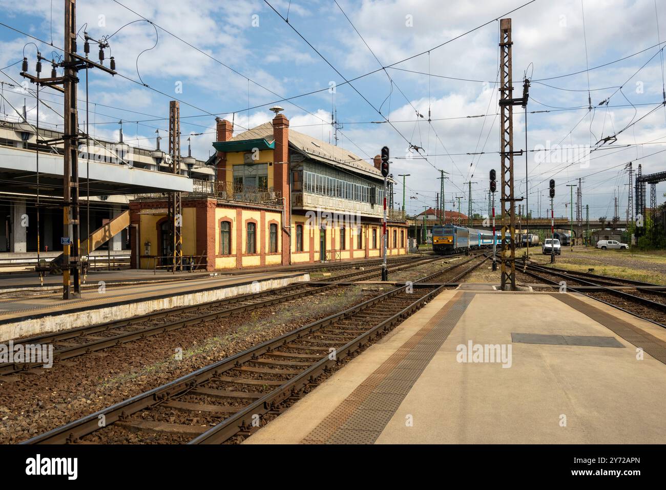 The traditional Signal Box at Budapest Nyugati station Stock Photo - Alamy