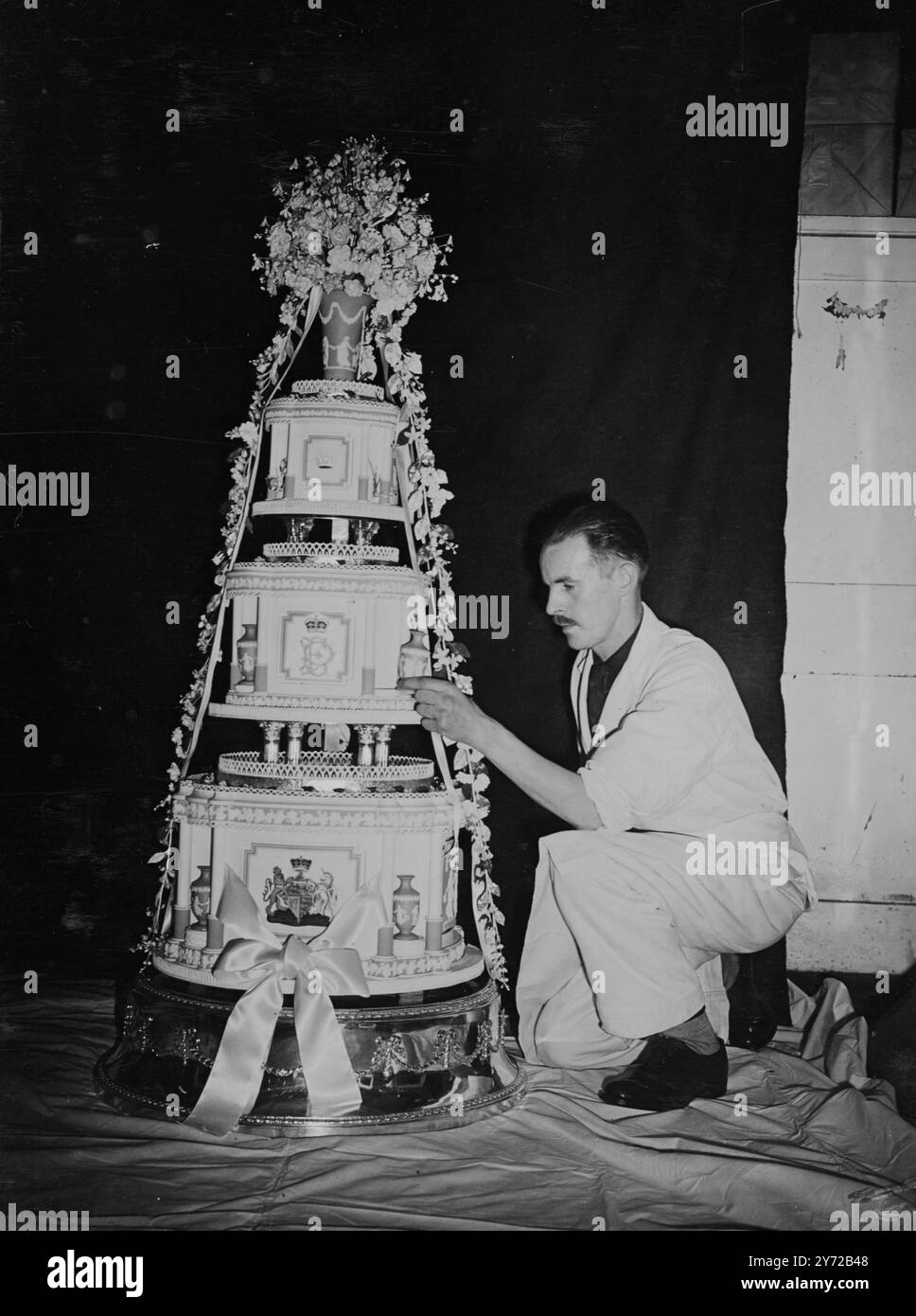 The beautiful Wedgewood blue and white wedding cake has been completed ...
