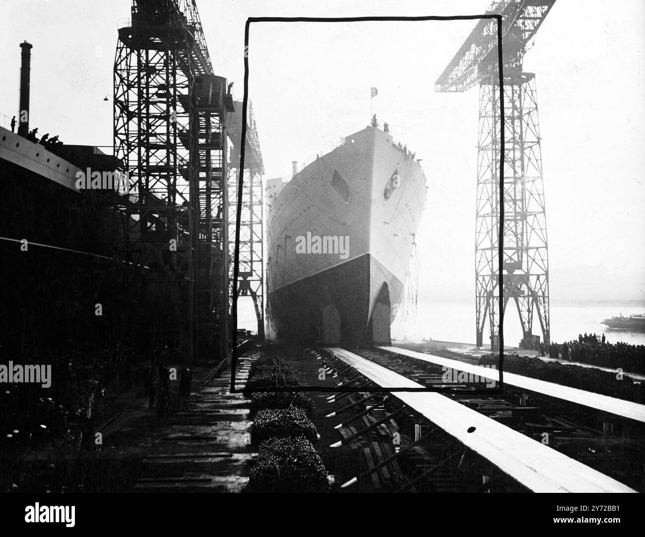 Princess Elizabeth launches The 34,000 ton Cunard White Star Liner ...