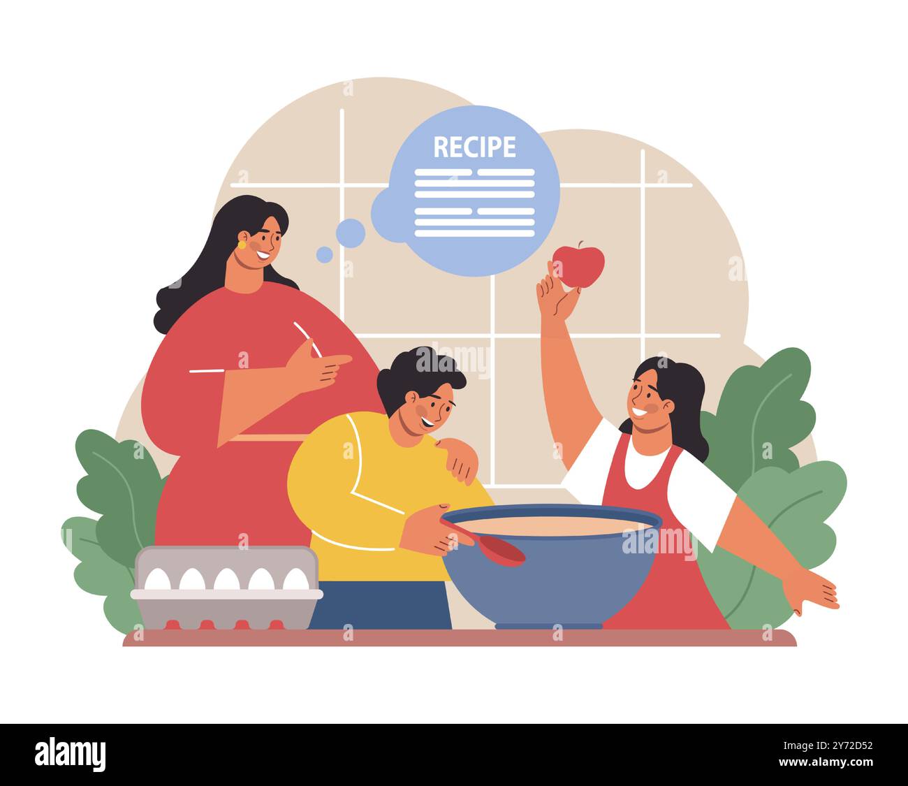 Parents teaching their child how to cook. Family making food in the ...