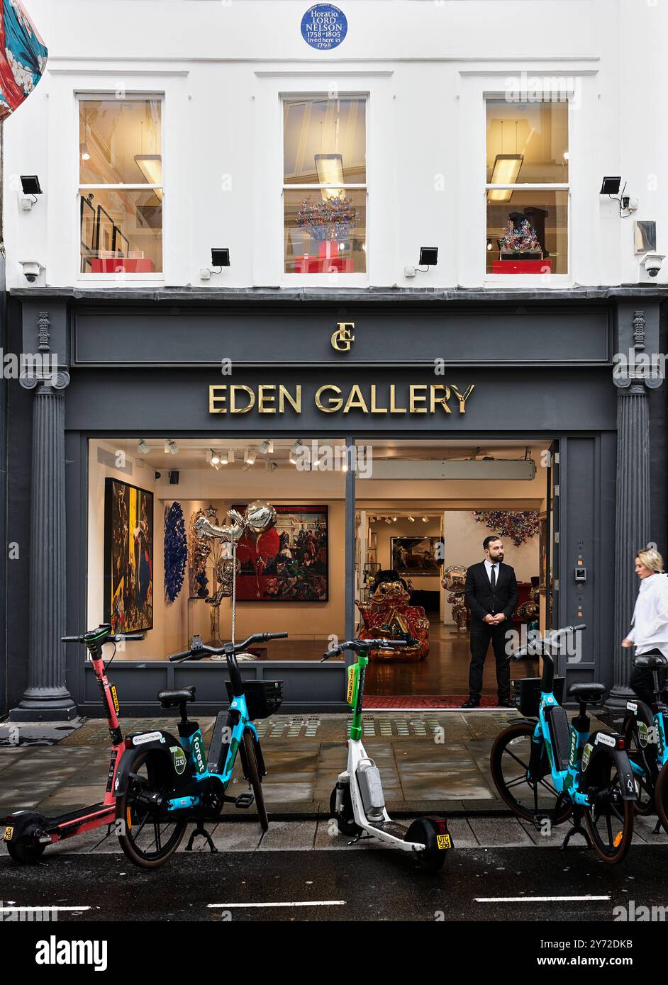 Doorman at the entrance to The Eden Gallery (where Horatio Lord Nelson ...