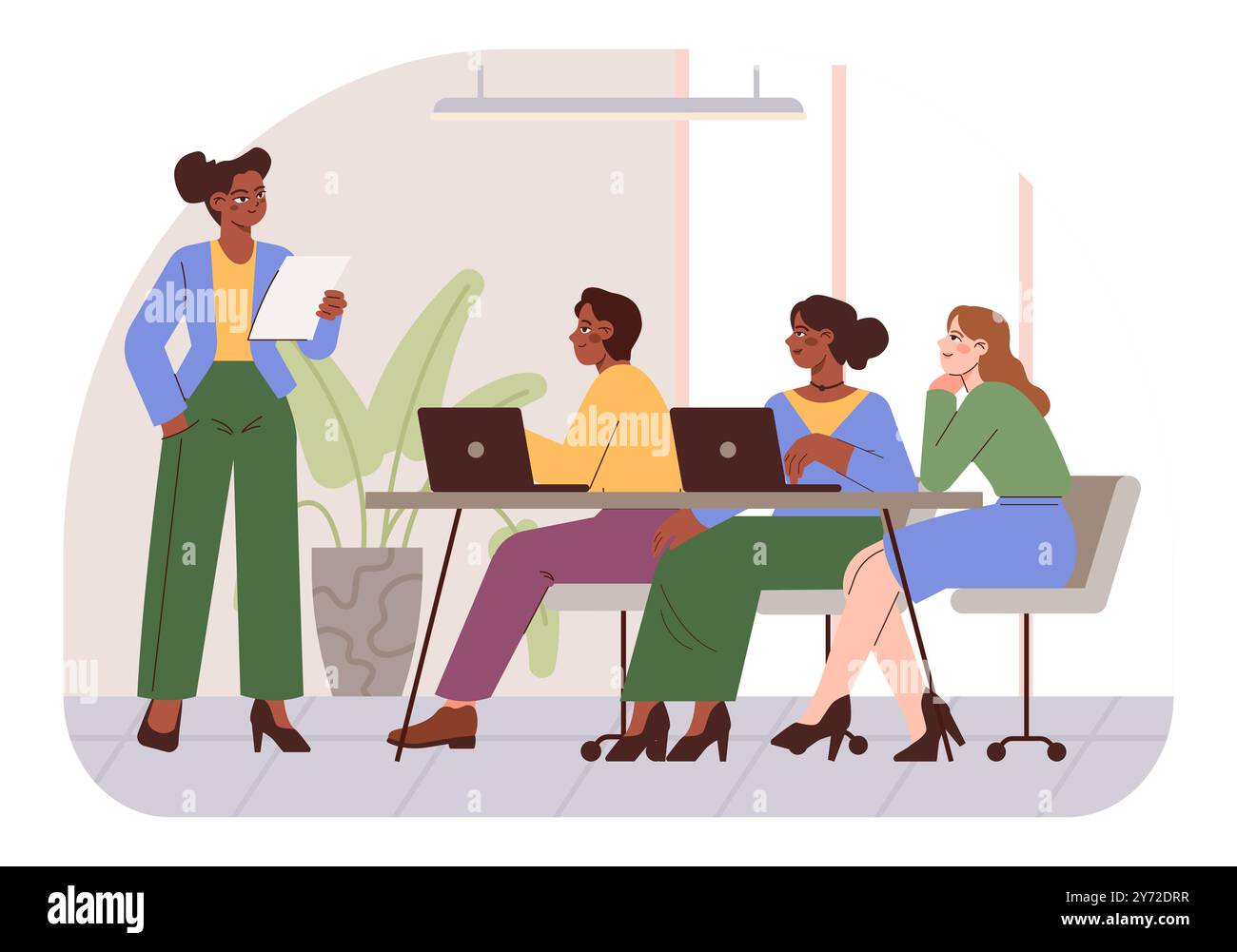 Modern office characters. Group of diverse business people chatting on ...