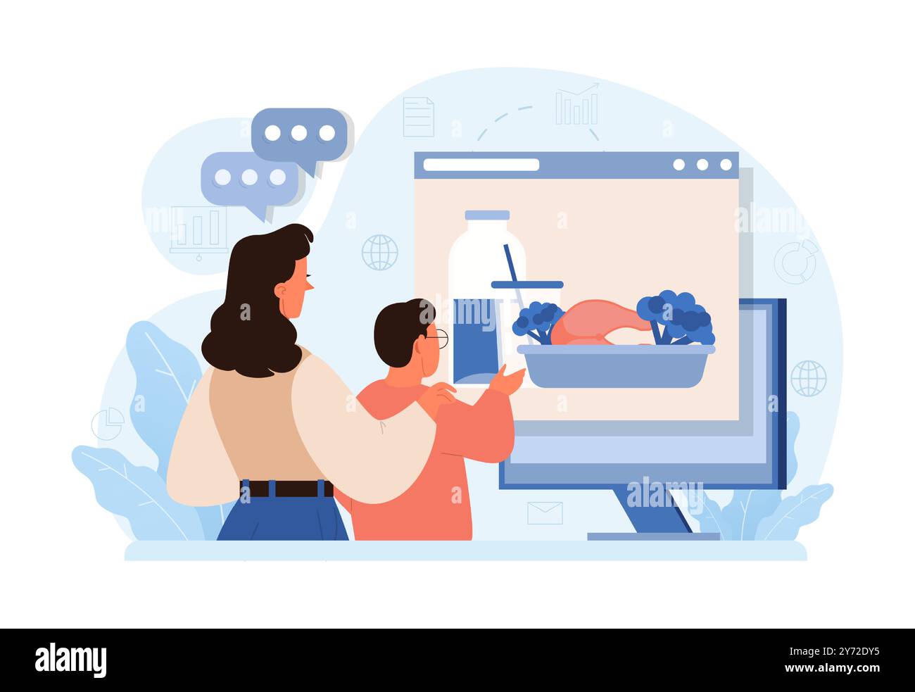 Mother teaching her child how to cook. Family making food in the ...