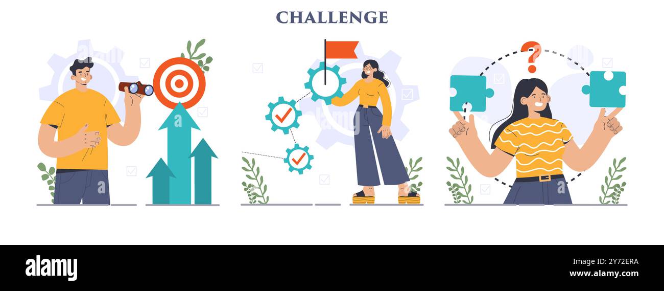 Business Or Professional Challenge Set Character Overcoming Obstacles And Hurdles On Way To