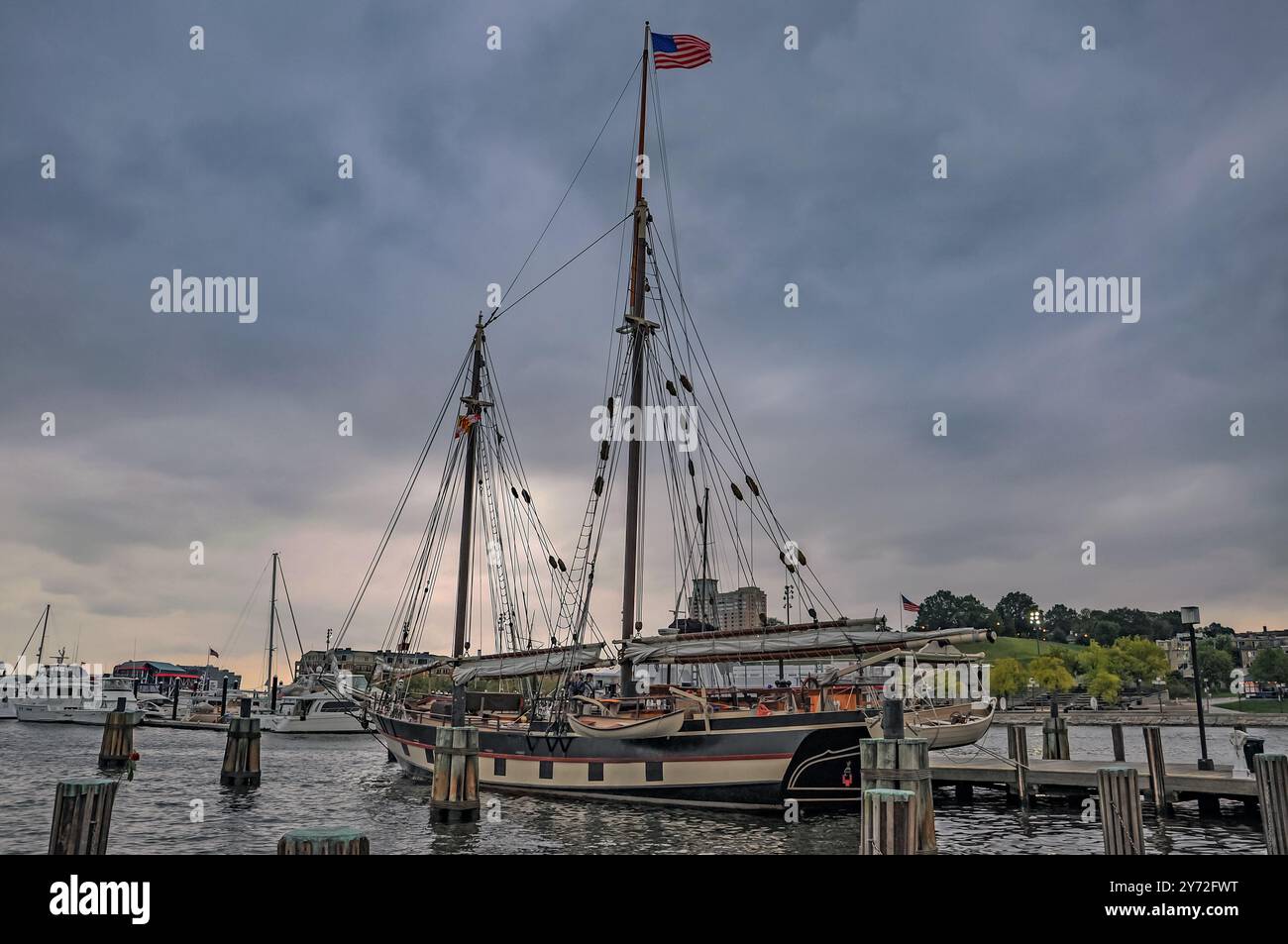 Historic Sailing Ship, Baltimores Inner Harbor, Maryland USA Stock ...