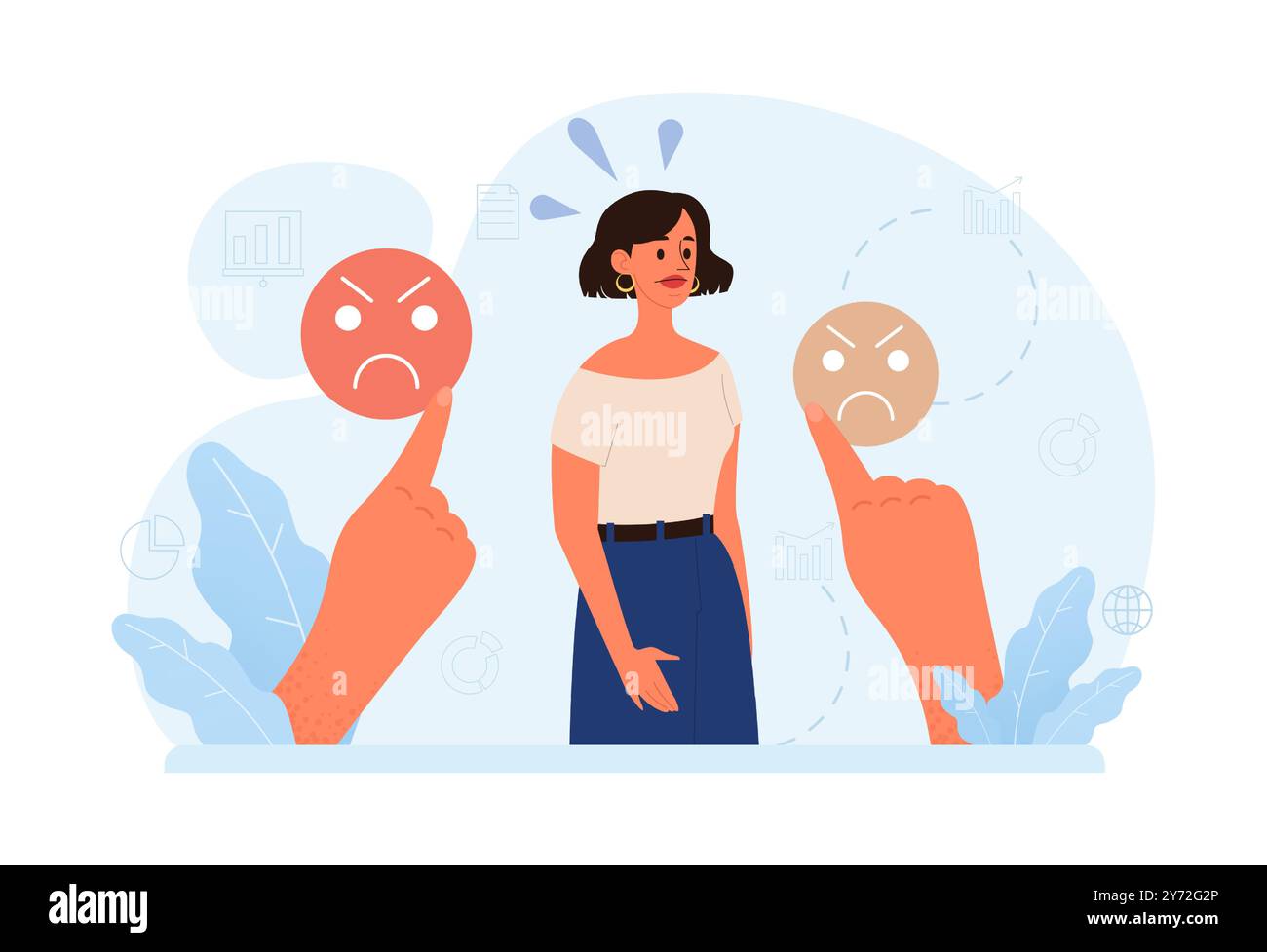 Condemnation. Public censure or judgement. Upset victim being bullyed ...