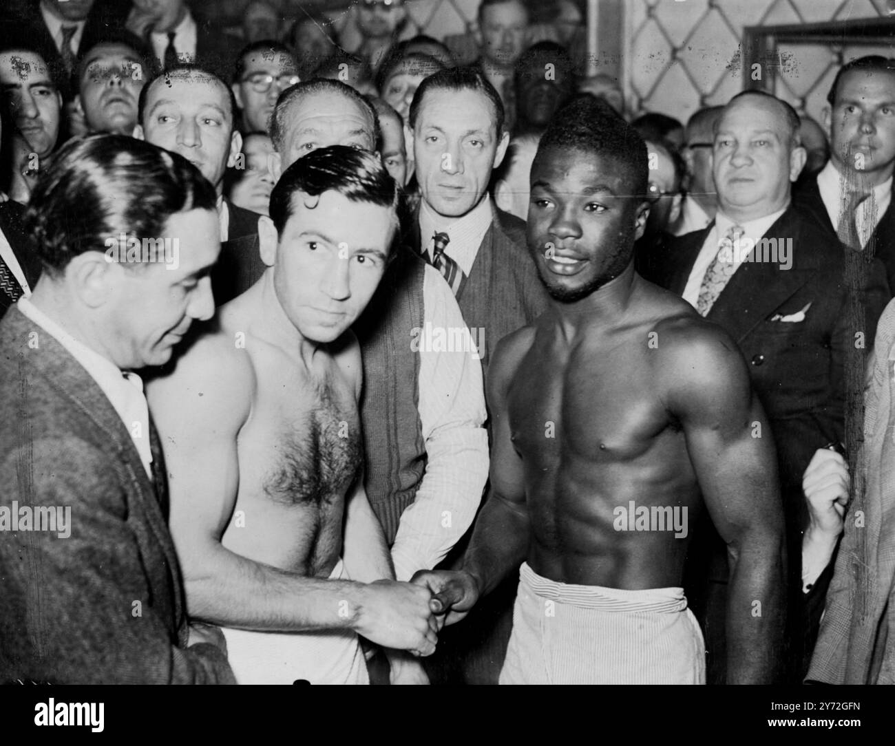 Al Phillips (left) and Cliff Anderson pictured at the weigh in at Hollywood club, Québec Street ...