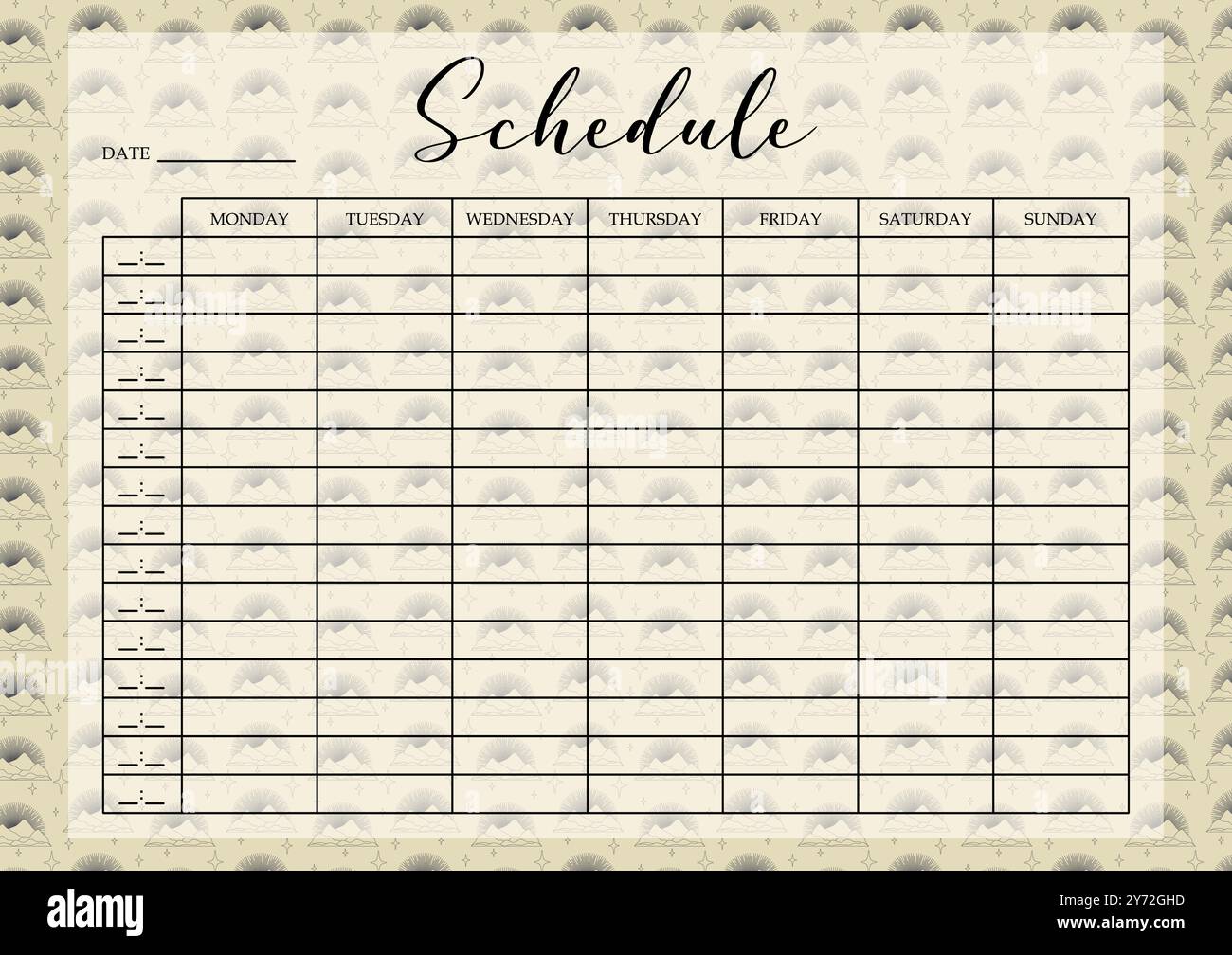 School schedule planner template. Beige background blank printable ...