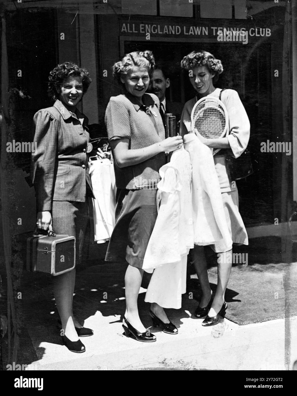 Left to right:- American stars Margaret Osborne, Louise Brough and ...