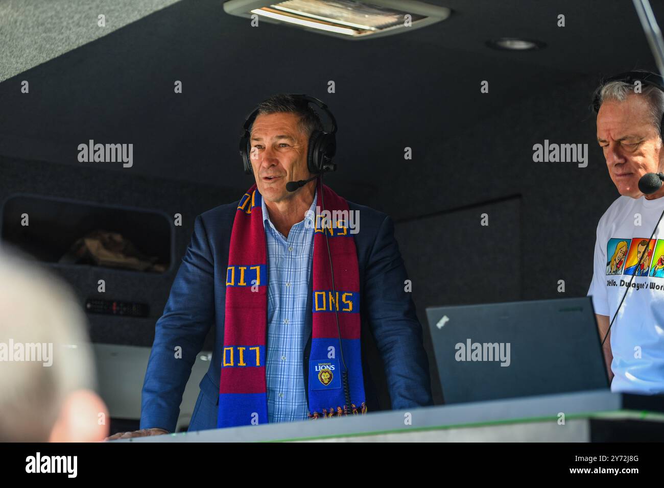 Dwayne's World show with Dwayne Russel is seen broadcasting from the ...