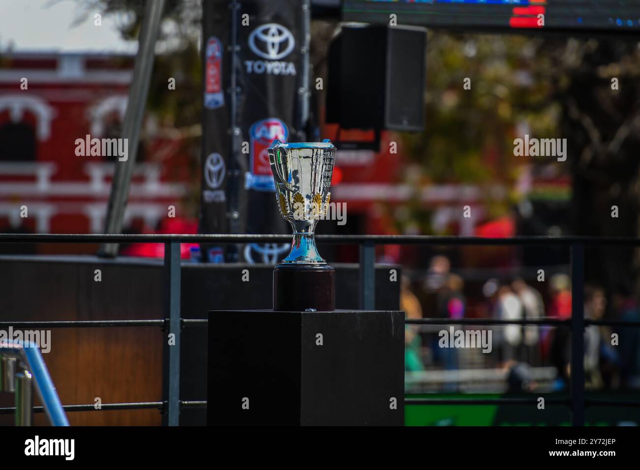 AFL Grand Final Trophy is seen displayed at the Footy Festival before ...