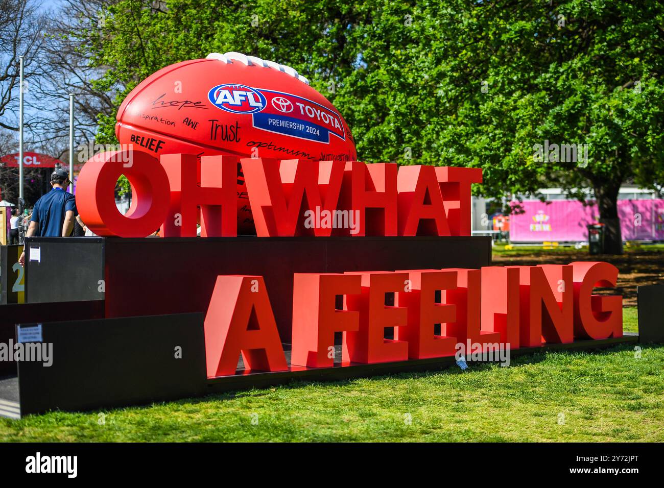 Toyota sponsored sign is placed near MCG stadium before the AFL Grand ...