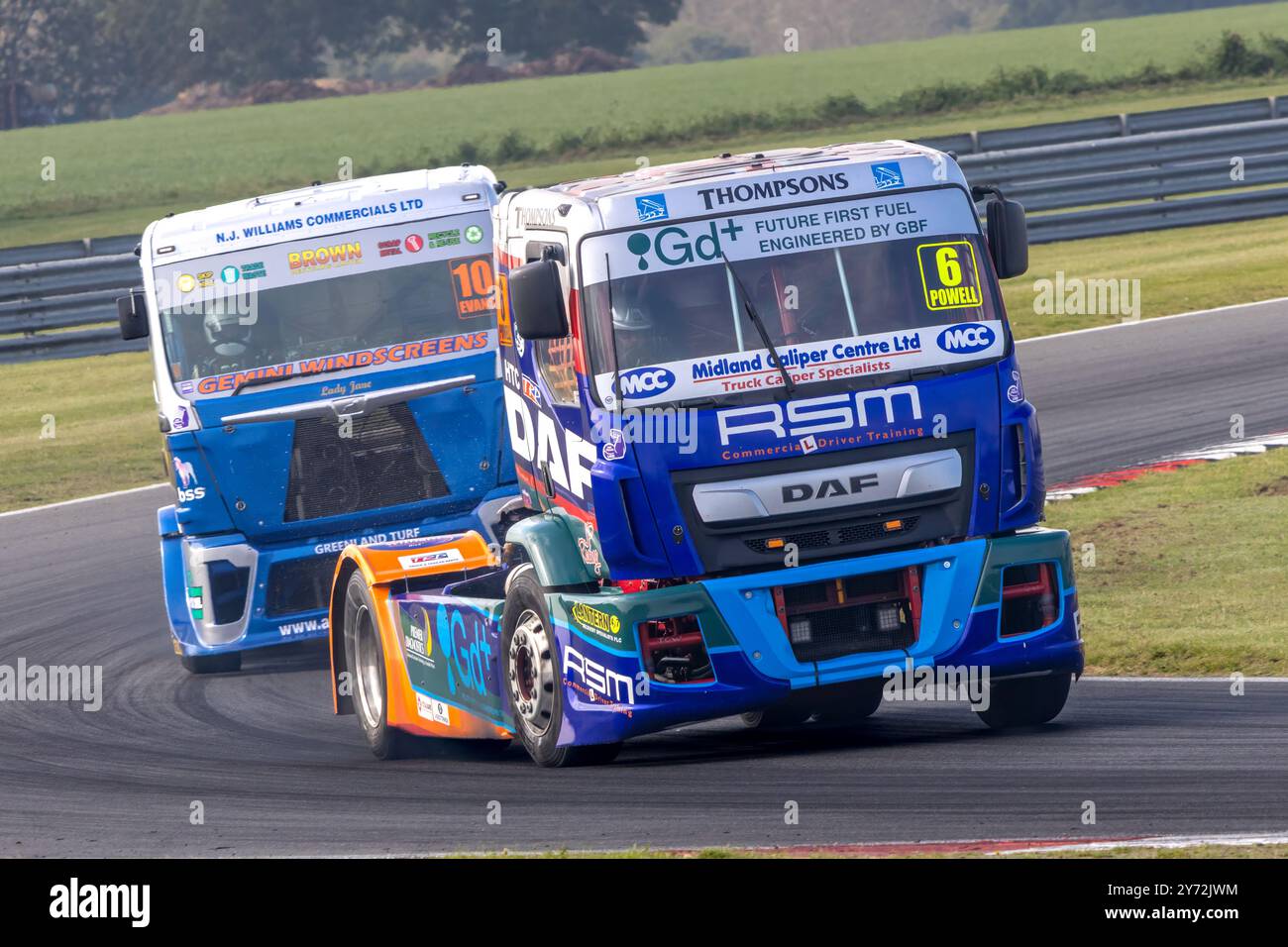 John Powell in the JP Racing DAF LF leading Graig Evan's MAN out of ...