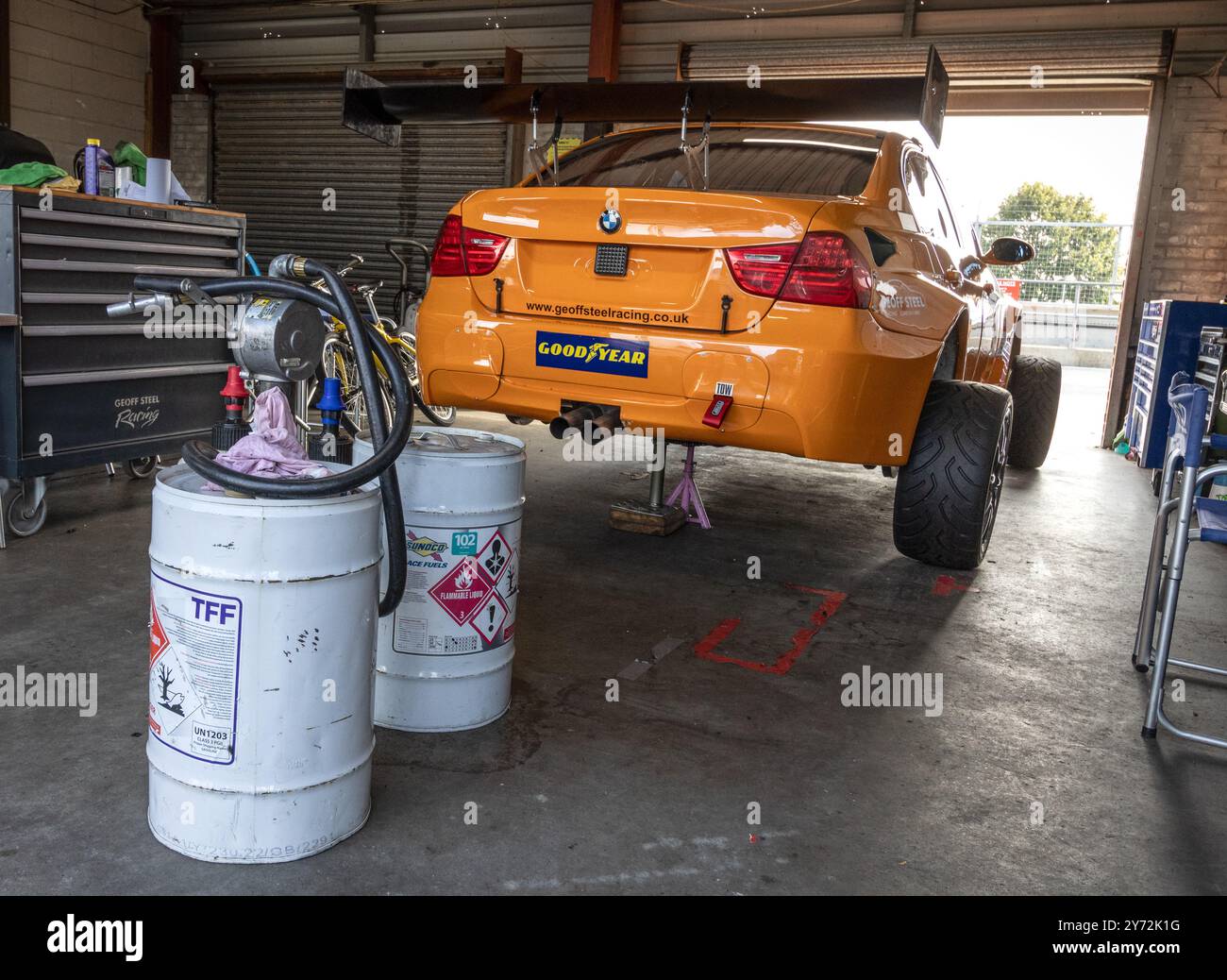 Lee Goldsmith's Geoff Steel Racing BMW M3 E90 in the garage before the ...