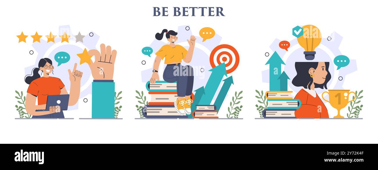 Be better concept set. Improvement and development idea. Growth of ...