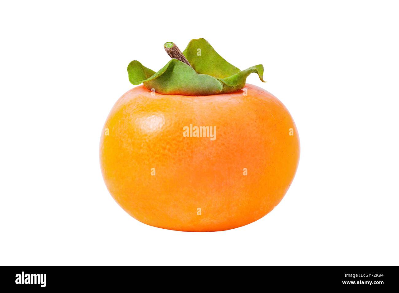 persimmon is one whole fresh, isolated on white background with ...