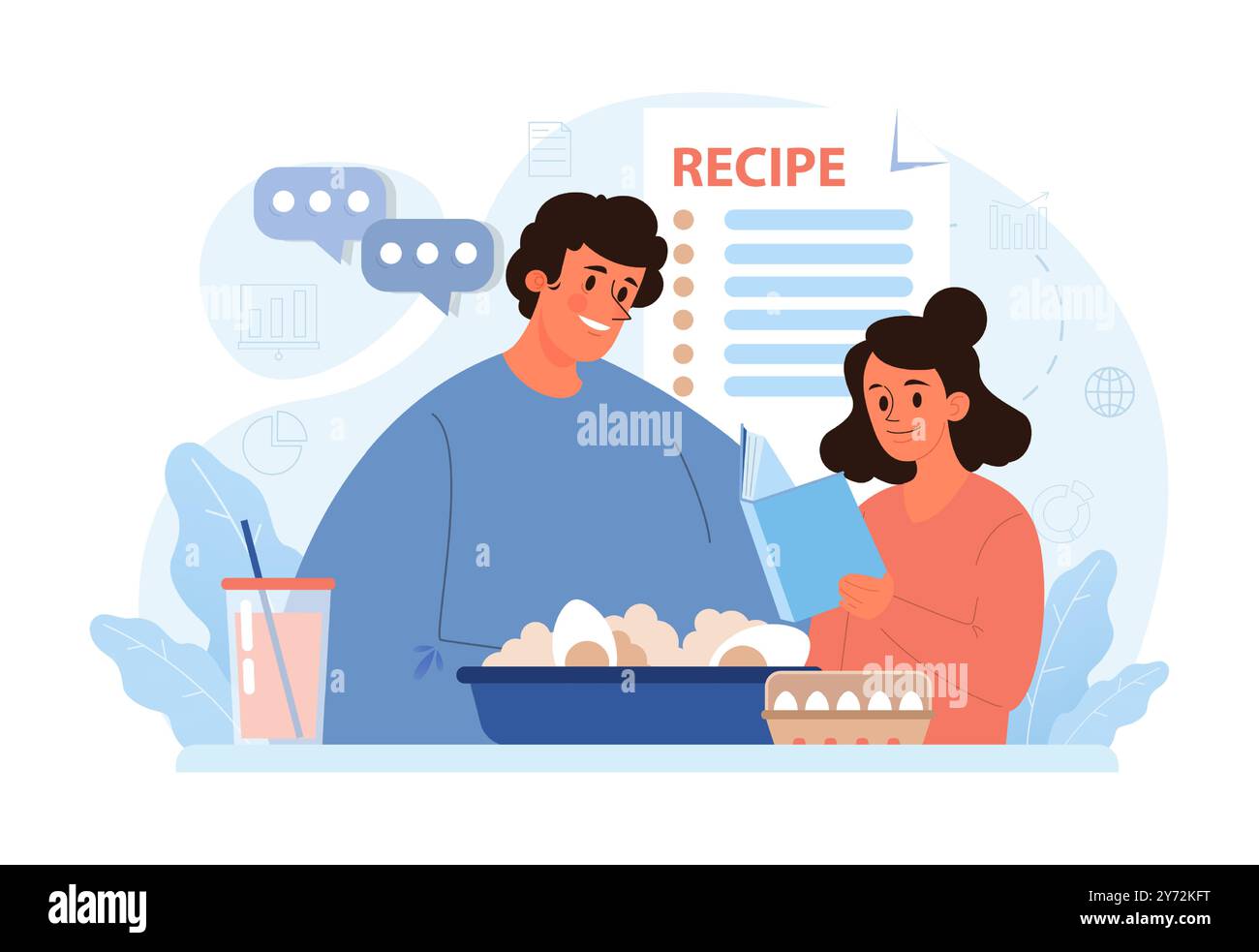 Father teaching his child how to cook. Family making food in the ...