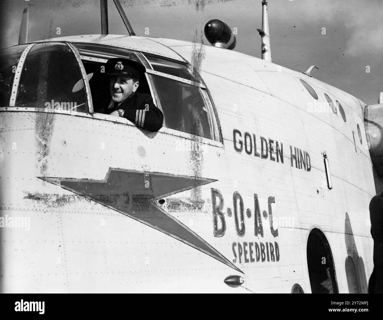 When B.O.A.C's largest flying boat Golden Hind, skimmed down onto the ...
