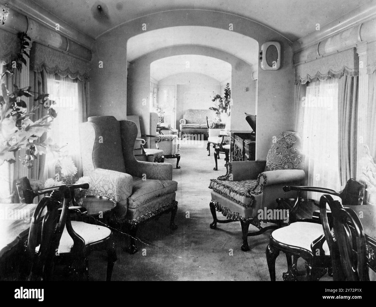Royal visit preparations. A view of the lounge on the Royal Train. It ...