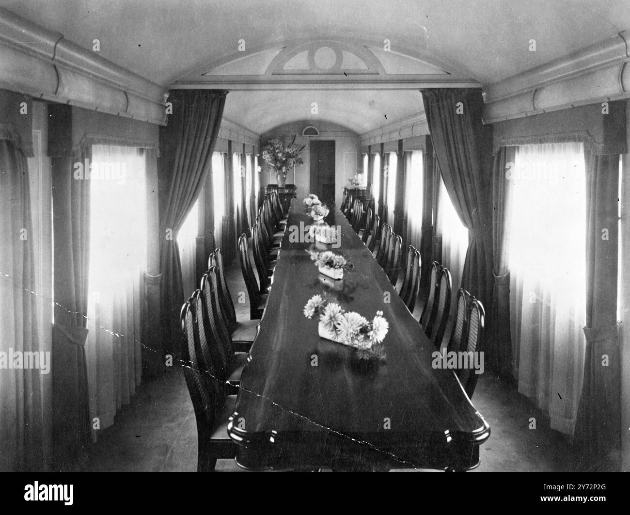 Dining car of the Royal Train on its way away from Cape Town. 12 ...