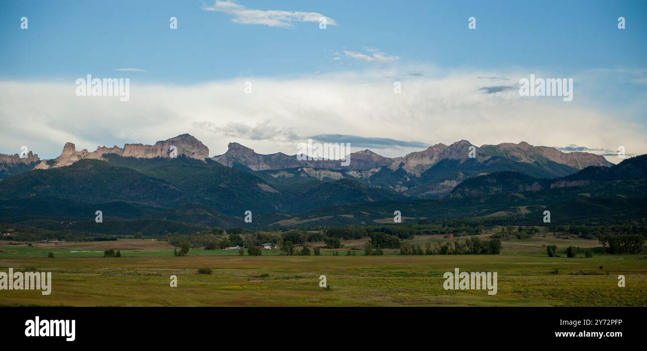 Colorado's Cimarron Ridge, as seen from the town of Ridgeway Stock ...