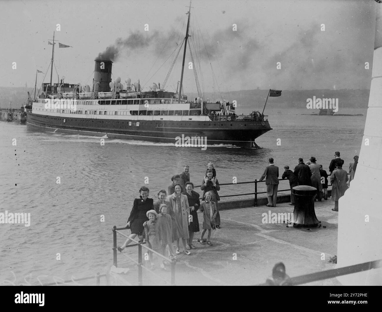 The steamer 'Lady of Man', recovering out of Douglas Harbour. A cross ...