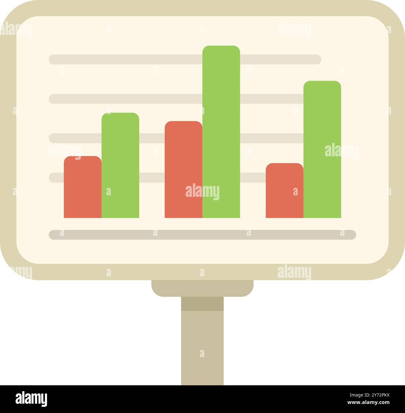 This minimal design icon features a flip chart displaying a bar chart ... This minimal design icon features a flip chart displaying a bar chart ...